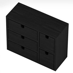 brightmaison BGT Capri Desk Organizer for Office Supplies, Sewing Kit & Jewelry Box, Decorative - Small Wooden Box DIY Project Black