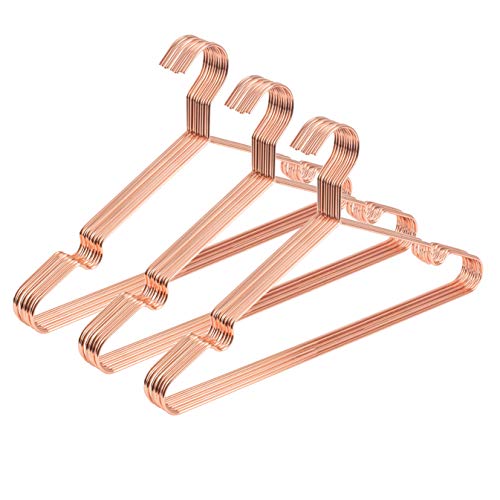 60-Pack Koobay 16.5” Rose Gold Metal Clothes Hangers with Non-Slip Shoulders for Shirt, Coat and Slacks Storage and Display - Shiny and Stylish