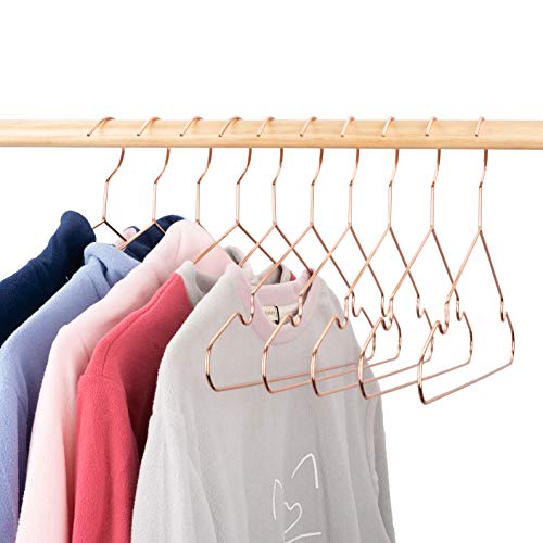 60-Pack Koobay 16.5” Rose Gold Metal Clothes Hangers with Non-Slip Shoulders for Shirt, Coat and Slacks Storage and Display - Shiny and Stylish