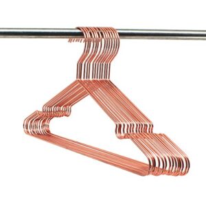 koobay clothes hangers 17" heavy duty adult clothing hangers rose copper gold 60 pack, metal wire top clothes hangers for shirts coat storage display