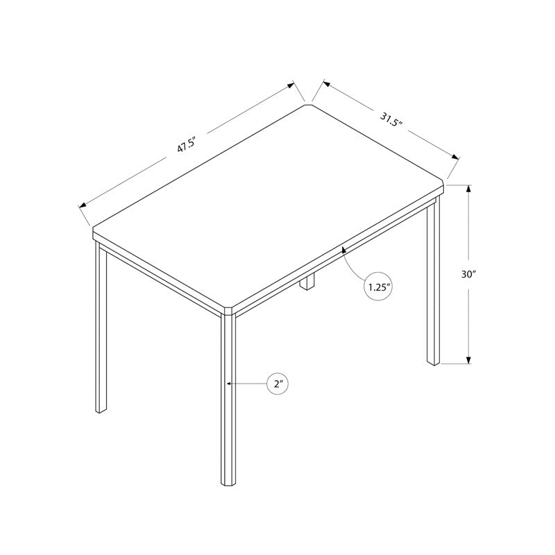 Monarch Specialties I DINING TABLE - 32"X 48"/ WHITE/CHROME METAL,