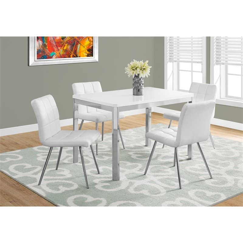 Monarch Specialties I DINING TABLE - 32"X 48"/ WHITE/CHROME METAL,