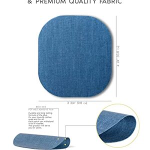 ZEFFFKA Premium Quality Denim Iron-on Jean Patches Inside & Outside Strongest Glue 100% Cotton Assorted Shades of Blue Black Repair Decorating Kit 10 Pieces Size 4-1/4" by 3-3/4" (9.8 cm x 10.8 cm)