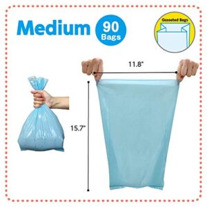 BOS Amazing Odor Sealing Cat Waste Disposal Bags - Durable and Unscented [Size: M, Color: Light blue] (90 count, Pack of 1) (90 Bags)