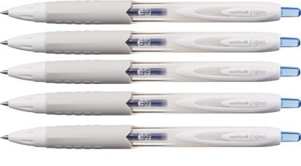 Uni-Ball Signo 307 Retractable Gel Ink Pen, Ultra Micro Point 0.38mm, Blue Ink, UMN-307-38, Value Set of 5