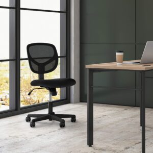 HON BSXVST101 Sadie Swivel Mid Back Mesh Task Without Arms-Ergonomic Computer/Office Chair (HVST101), Black