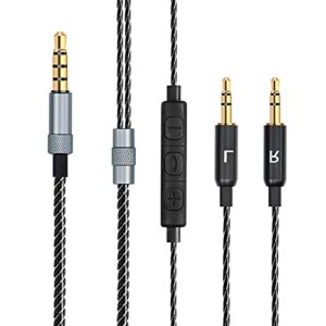 alitutumao replacement audio cable aux cord with inline mic remote volume control compatible with sol republic master tracks hd v8 v10 v12 mfi x3 ultra xc headphones cable wire black