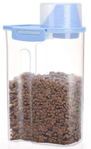 pission pet food storage container with graduated cup and seal buckles food dispenser for dogs cats (blue)