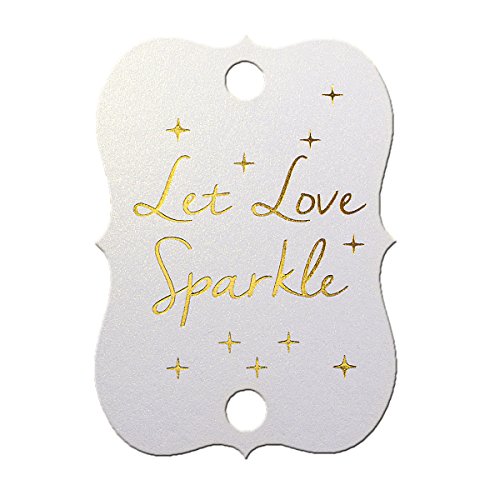 Summer-Ray 50 Shimmer White Gold Foil Hot Stamping Little Violin Wedding Sparkler Tags Let Love Sparkle