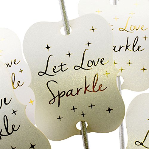 Summer-Ray 50 Shimmer White Gold Foil Hot Stamping Little Violin Wedding Sparkler Tags Let Love Sparkle