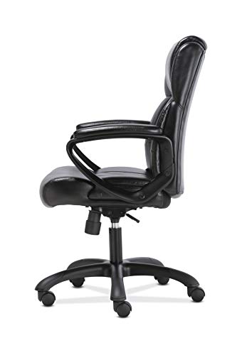 HON Sadie Mid-Back Executive Chair, with Fixed Padded Arms, PACKS, Black