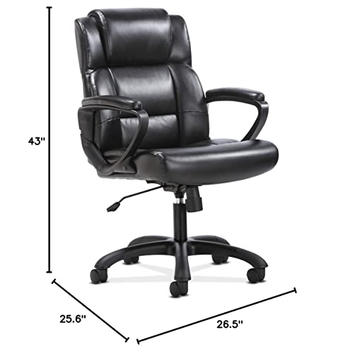 HON Sadie Mid-Back Executive Chair, with Fixed Padded Arms, PACKS, Black