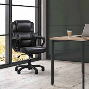 HON Sadie Mid-Back Executive Chair, with Fixed Padded Arms, PACKS, Black