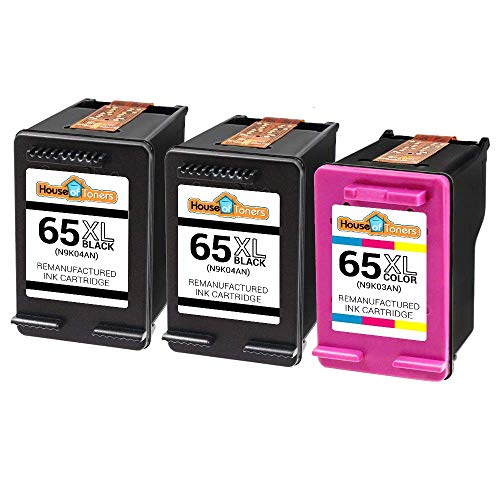 Houseoftoners Remanufactured Ink Cartridge Replacement for HP 65XL Ink Cartridge for HP Envy 5055 5052 5058 DeskJet 3755 2655 3720 3722 3723 3752 3758 2652 2624 (2 Black, 1 Color, 3 Pack)