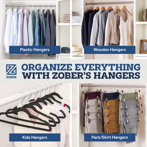 Zober Velvet Hangers 50 Pack - Heavy Duty Gray Hangers for Coats, Pants & Dress Clothes - Non Slip Clothes Hanger Set - Space Saving Felt Hangers for Clothing