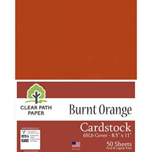 Burnt Orange Cardstock - 8.5 x 11 inch - 65Lb Cover - 50 Sheets - Clear Path Paper