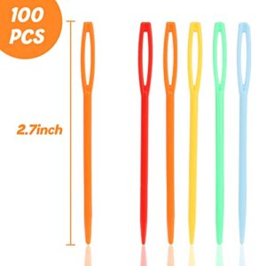 LoveInUSA 100 PCS Plastic Needles for Kids, Large Eye Plastic Needles Plastic Sewing Needles for Handmade Crafts DIY Notions Stitchery