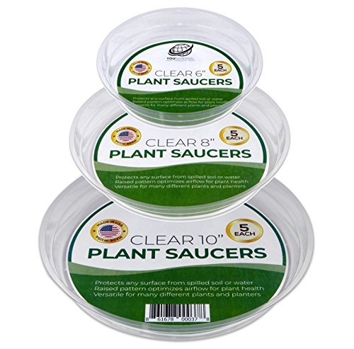 YOUniversal Products 15 Pack of 6, 8,10 Inch Clear Plant Saucer Drip Trays