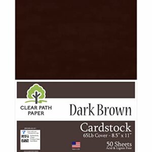 Dark Brown Cardstock - 8.5 x 11 inch - 65Lb Cover - 50 Sheets - Clear Path Paper