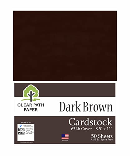 Dark Brown Cardstock - 8.5 x 11 inch - 65Lb Cover - 50 Sheets - Clear Path Paper