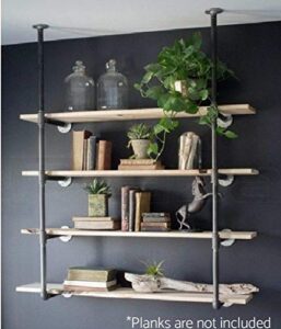 wgx design for you industrial retro wall mount iron pipe shelf hung bracket diy storage shelving bookshelf (2 pcs 4tier hardware only)