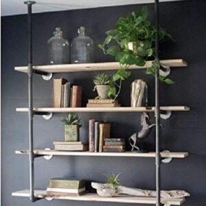 WGX Design For You Industrial Retro Wall Mount Iron Pipe Shelf Hung Bracket DIY Storage Shelving Bookshelf (2 Pcs 4Tier Hardware only)