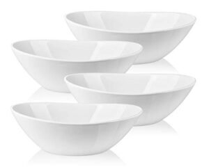 lifver 9" serving bowls, porcelain large serving dishes, 36 ounce for salads, side dishes, pasta, oval shape, microwave & dishwasher safe, good size for dinner parties, set of 4, white