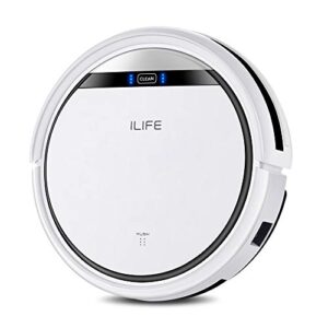 ilife v3s pro robot vacuum cleaner, tangle-free suction , slim, automatic self-charging robotic vacuum cleaner, daily schedule cleaning, ideal for pet hair，hard floor and low pile carpet,pearl white