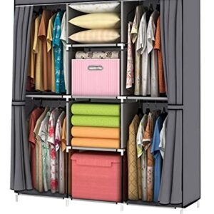 YOUUD Wardrobe Storage Closet Clothes Portable Wardrobe Storage Closet Portable Closet Organizer Portable Closets Wardrobe Closet Organizer Shelf Wardrobe Clothes Organizer Standing Closet Gray…