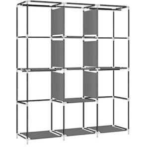 YOUUD Wardrobe Storage Closet Clothes Portable Wardrobe Storage Closet Portable Closet Organizer Portable Closets Wardrobe Closet Organizer Shelf Wardrobe Clothes Organizer Standing Closet Gray…