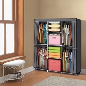 YOUUD Wardrobe Storage Closet Clothes Portable Wardrobe Storage Closet Portable Closet Organizer Portable Closets Wardrobe Closet Organizer Shelf Wardrobe Clothes Organizer Standing Closet Gray…