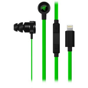 Razer Hammerhead Earbuds for iOS: DAC - Custom-Tuned Dual-Driver Technology - in-Line Mic & Volume Control - Aluminum Frame - Lightning Connector - Green, RZ04-02090100-R3U1