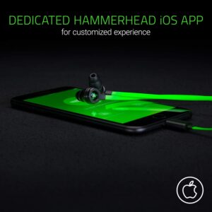 Razer Hammerhead Earbuds for iOS: DAC - Custom-Tuned Dual-Driver Technology - in-Line Mic & Volume Control - Aluminum Frame - Lightning Connector - Green, RZ04-02090100-R3U1