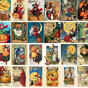 PIXILUV Vintage PostCards 24 pcs Halloween Pinup Witch Vintage Greeting Cards Reprint