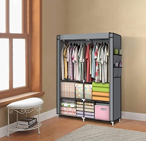 YOUUD Wardrobe Storage Closet Clothes Portable Wardrobe Storage Closet Portable Closet Organizer Portable Closets Wardrobe Closet Organizer Shelf Wardrobe Clothes Organizer Standing Closet Grey