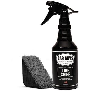 car guys tire shine spray | the perfect shine | durable and user friendly tire dressing | long lasting uv protection | 18 oz kit with applicator pad