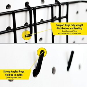 ToolAssort Pegboard Basket Set of 4, Hooks Easily to Arrange Accessories, Organizer Bins Transform any Garage, Crafts Room, Nursery or Kitchen, Black Vinyl Coated Wire Basket Kit