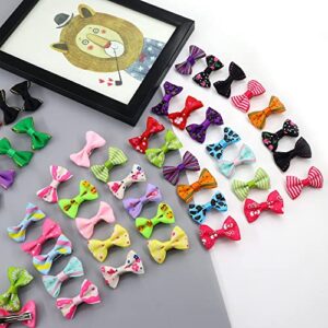 YAKA 60PCS (30 Paris) Cute Puppy Dog Small Bowknot Hair Bows with Metal Clips Handmade Hair Accessories Bow Pet Grooming Products (60 Pcs,Cute Patterns)