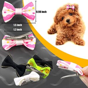 YAKA 60PCS (30 Paris) Cute Puppy Dog Small Bowknot Hair Bows with Metal Clips Handmade Hair Accessories Bow Pet Grooming Products (60 Pcs,Cute Patterns)