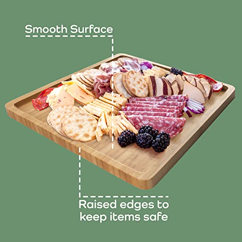 BambooMN Organic Bamboo Serving Tray, Vanity Tray, Tea Serving, Appetizers, Snacks, Charcuterie Tray - Rounded Edges, 11"x5.5"x0.6" - 1 Piece