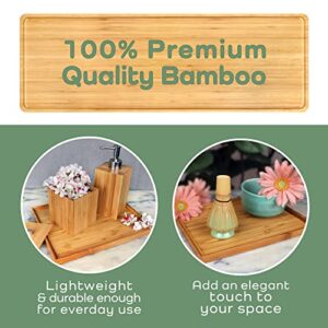 BambooMN Organic Bamboo Serving Tray, Vanity Tray, Tea Serving, Appetizers, Snacks, Charcuterie Tray - Rounded Edges, 11"x5.5"x0.6" - 1 Piece