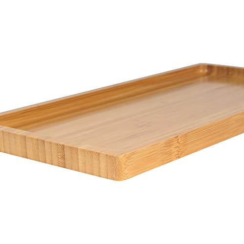 BambooMN Organic Bamboo Serving Tray, Vanity Tray, Tea Serving, Appetizers, Snacks, Charcuterie Tray - Rounded Edges, 11"x5.5"x0.6" - 1 Piece