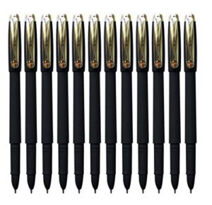 kihamp pens,black lnk pens kits,gel pens,office pen, black,1.0mm 12-count (bold point, golden)