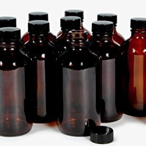 Vivaplex, 12, Amber, 4 oz Glass Bottles, with Lids