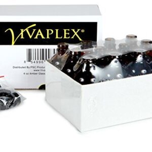 Vivaplex, 12, Amber, 4 oz Glass Bottles, with Lids