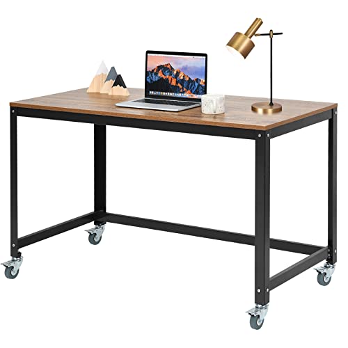 Tangkula Rolling Computer Desk, Portable Rolling Table, Mobile Home Office Desk Writing Study Desk, Movable Workstation with 4 Smooth Wheels, Home Office Work Table