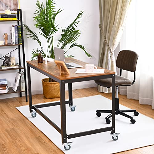 Tangkula Rolling Computer Desk, Portable Rolling Table, Mobile Home Office Desk Writing Study Desk, Movable Workstation with 4 Smooth Wheels, Home Office Work Table