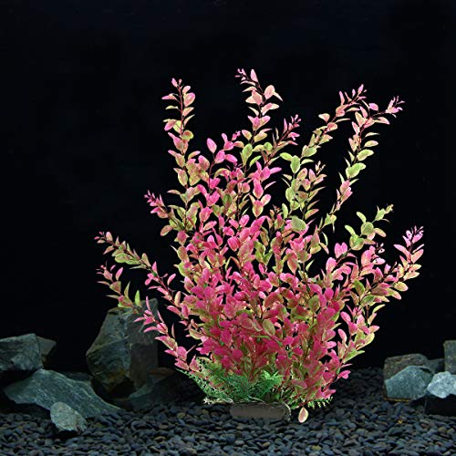 Mayitr 18" Plastic Water Plant for Aquarium Fish Tank Ornament, Rhodo Red