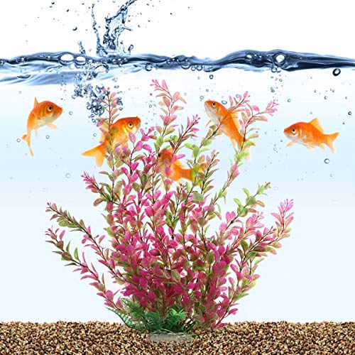 Mayitr 18" Plastic Water Plant for Aquarium Fish Tank Ornament, Rhodo Red