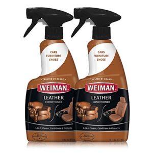 weiman leather cleaner and conditioner for use on your couch chair purse wallet shoes boots saddle belt jacket car seat